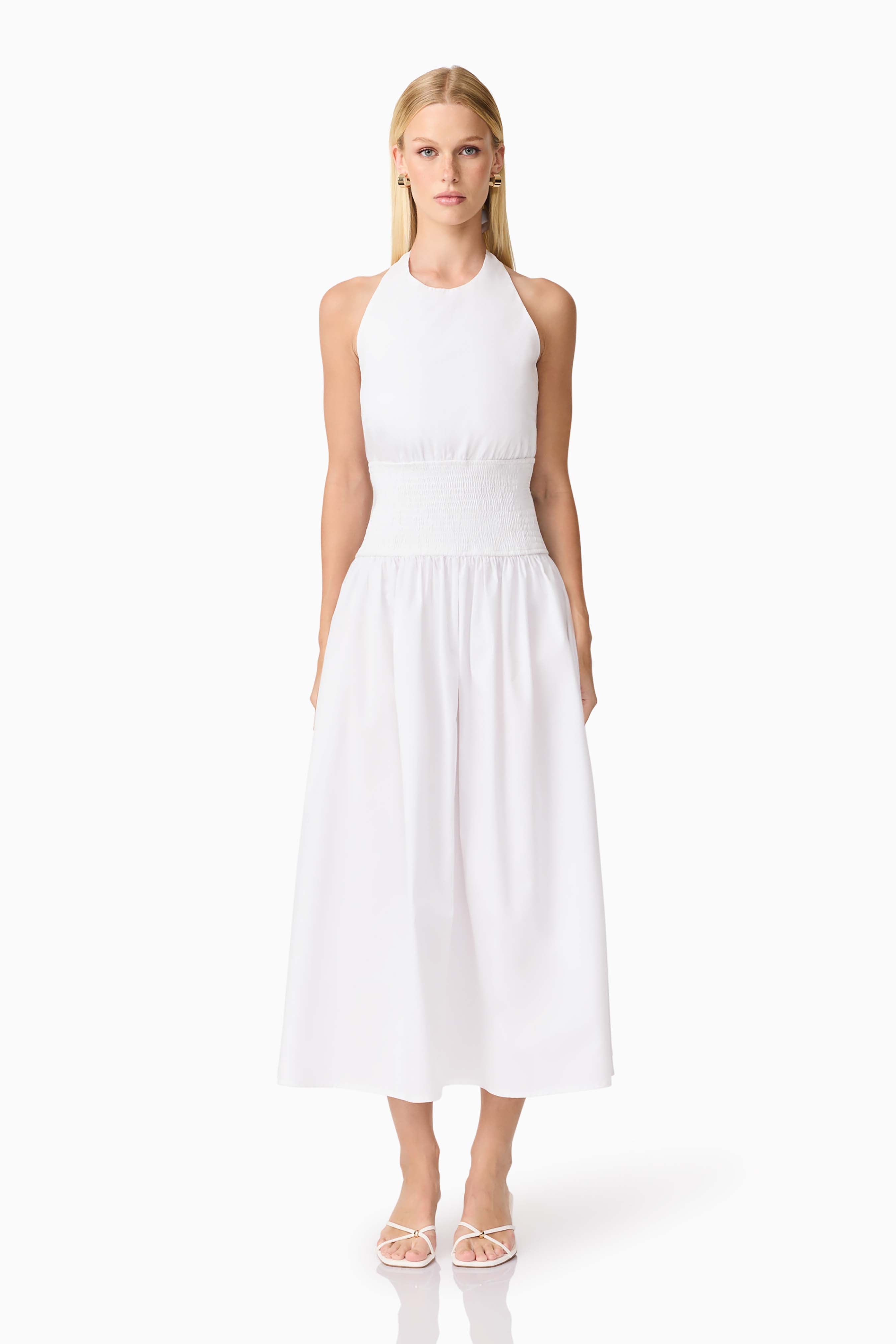 CURAAE Belle Halter Midi Dress in White – Elliatt