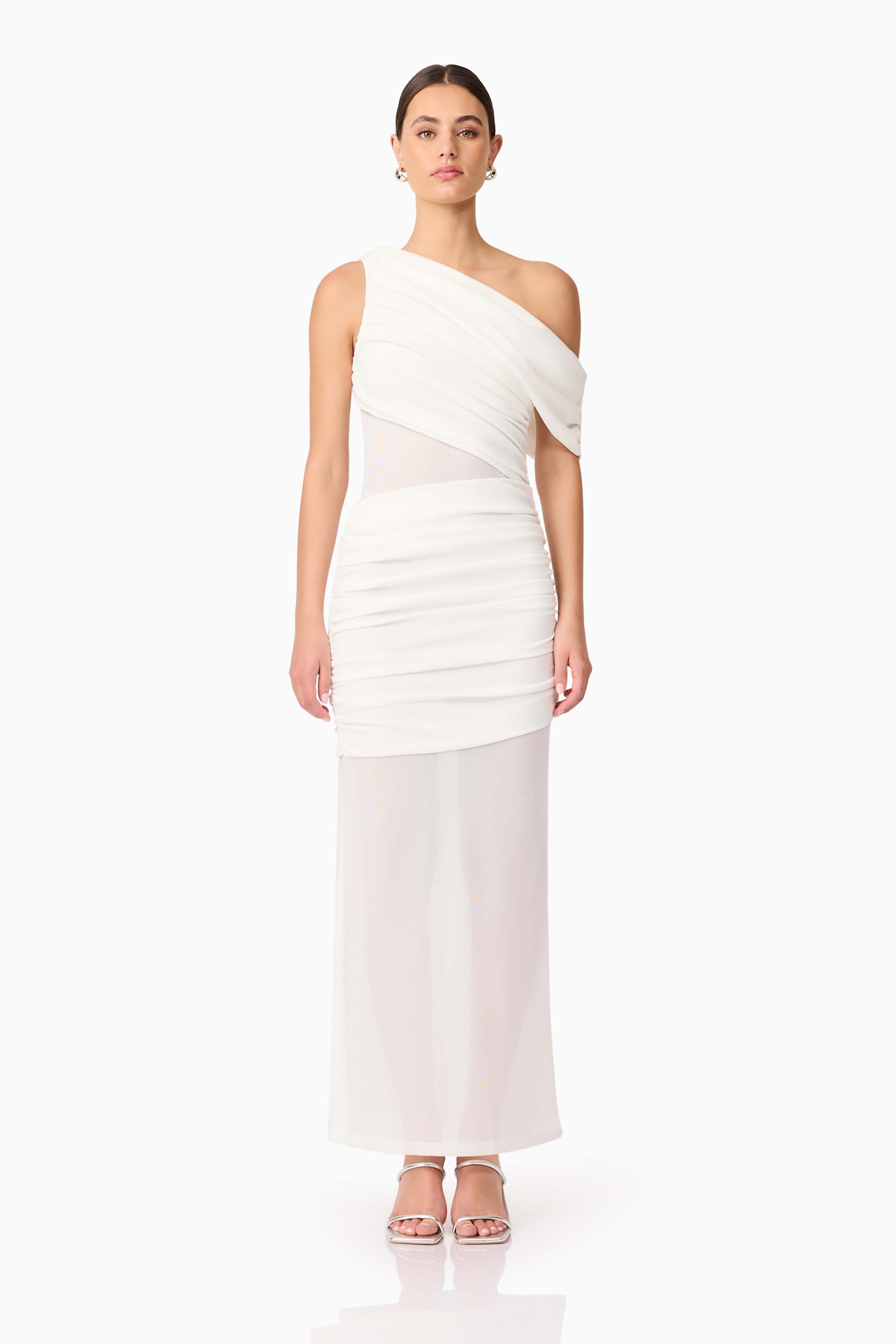 Darya Asymmetrical Gown in White – Elliatt