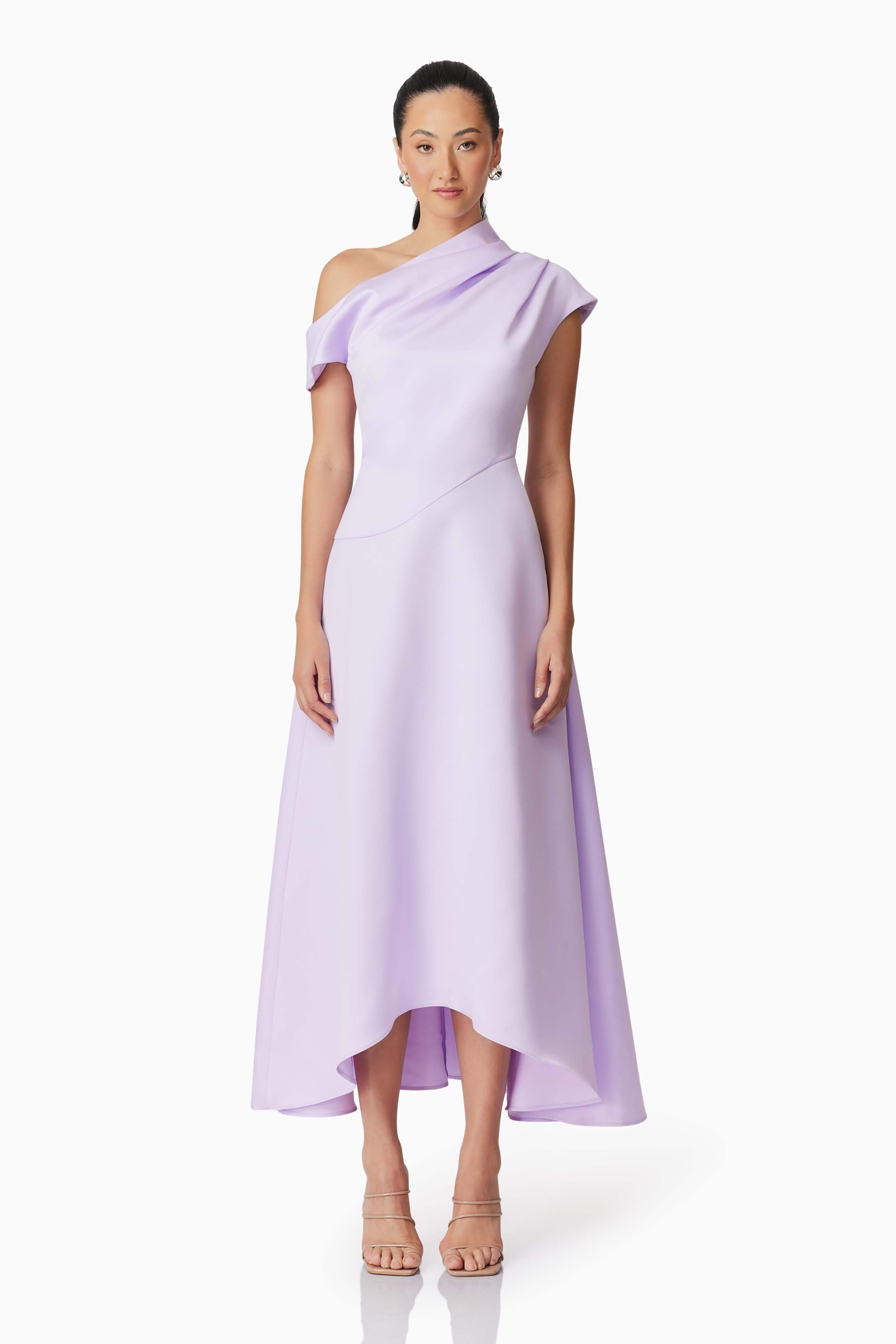 Marissa One Shoulder Gown in Purple | A-Line Design – Elliatt
