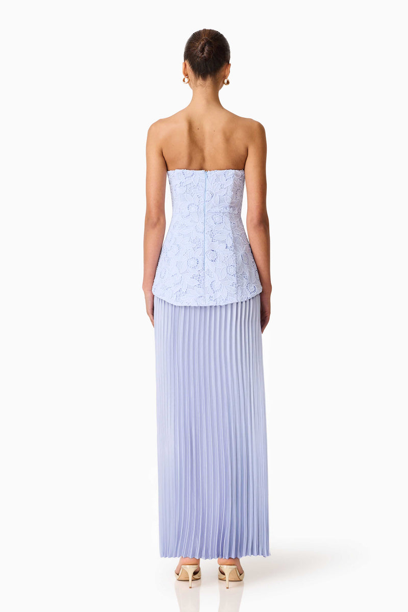 Lacy Strapless Gown in Powder Blue – Elliatt