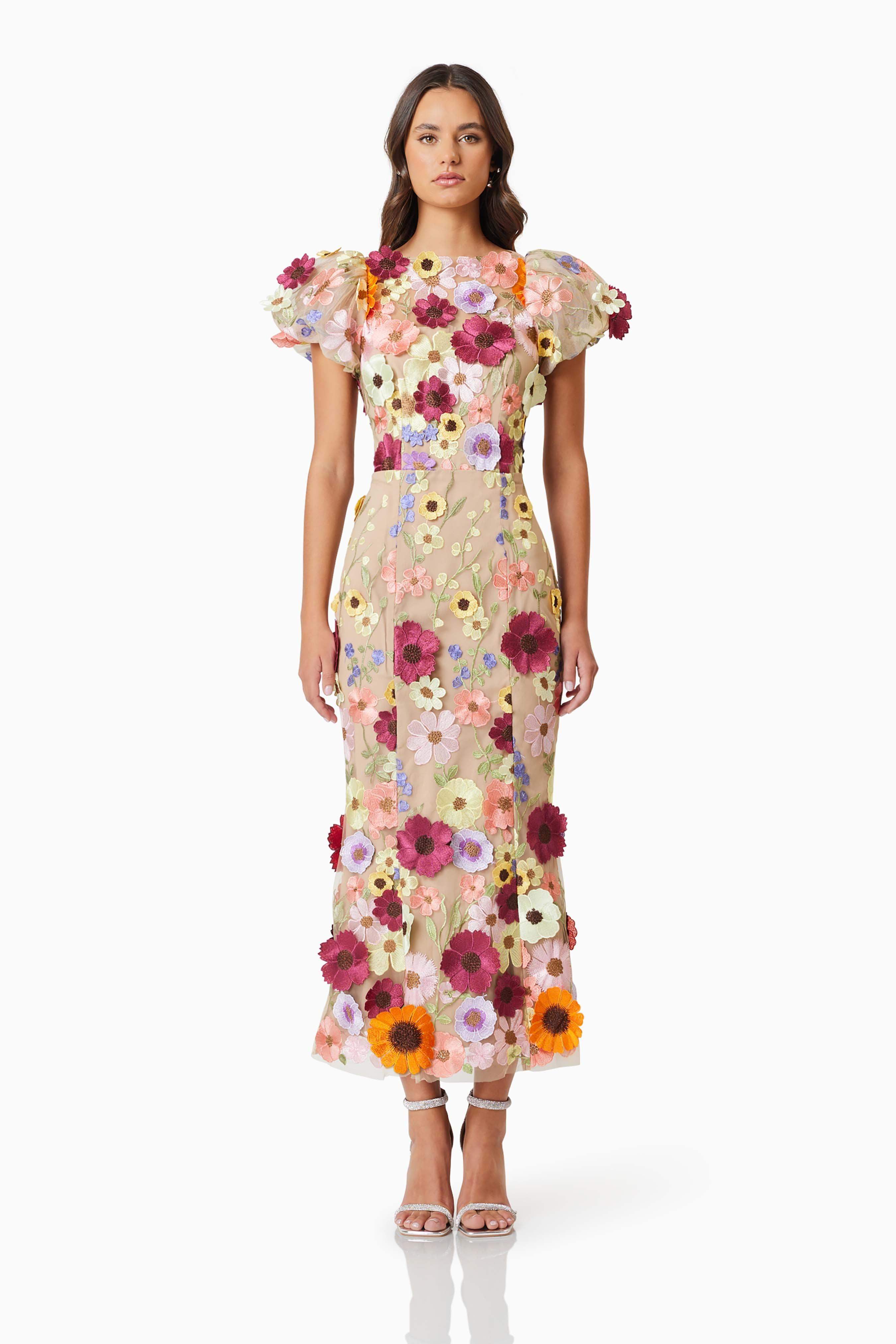 Astraea 3D Lace Maxi Dress In Pink – Elliatt