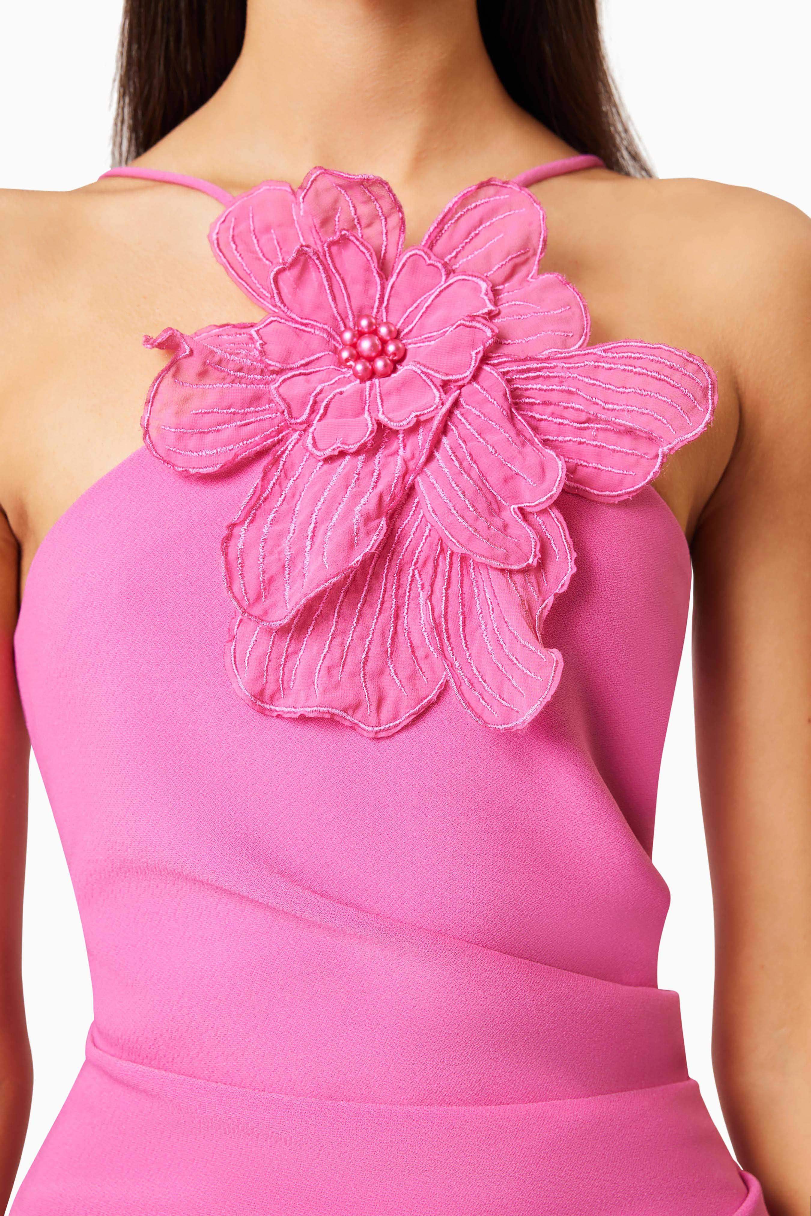 Janelle 3D Midi Dress In Pink – Elliatt