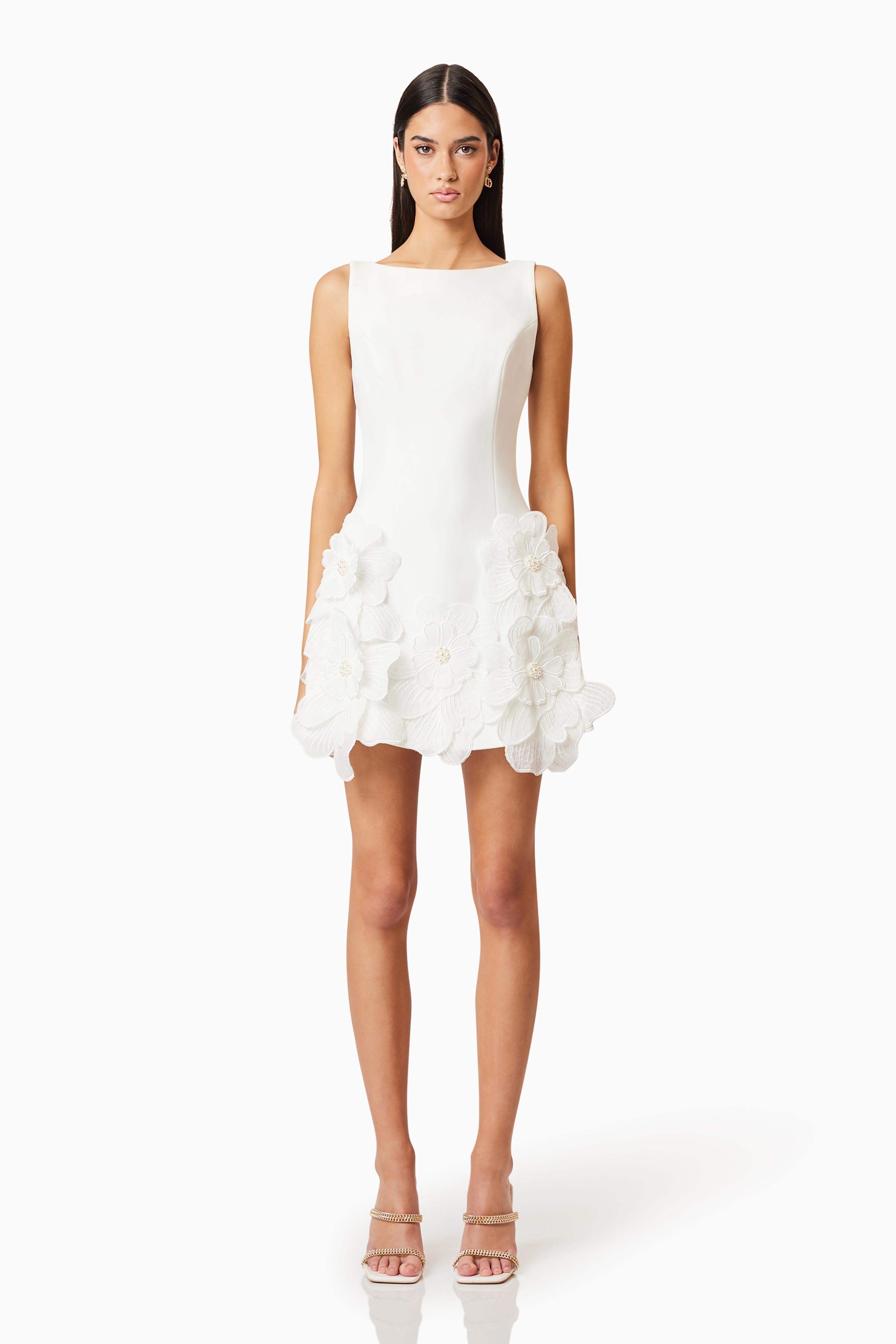 Janelle Mini Dress In White | A-Line Design – Elliatt